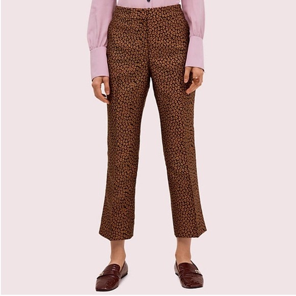 Kate Spade Size 8 Flora Leopard Jacquard Crop Trouser Pants